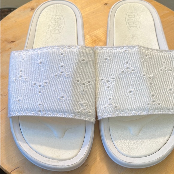 Hey Dude | Shoes | Hey Dude White Embroidered Slide Sandals | Poshmark